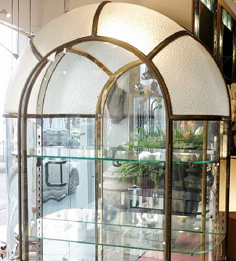 Brass Glass and Mirror Showcase - Léna - Paris at 1stDibs