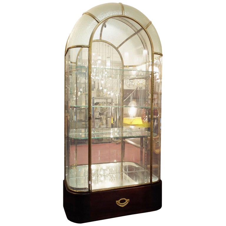 Brass Glass and Mirror Showcase - Léna - Paris at 1stDibs