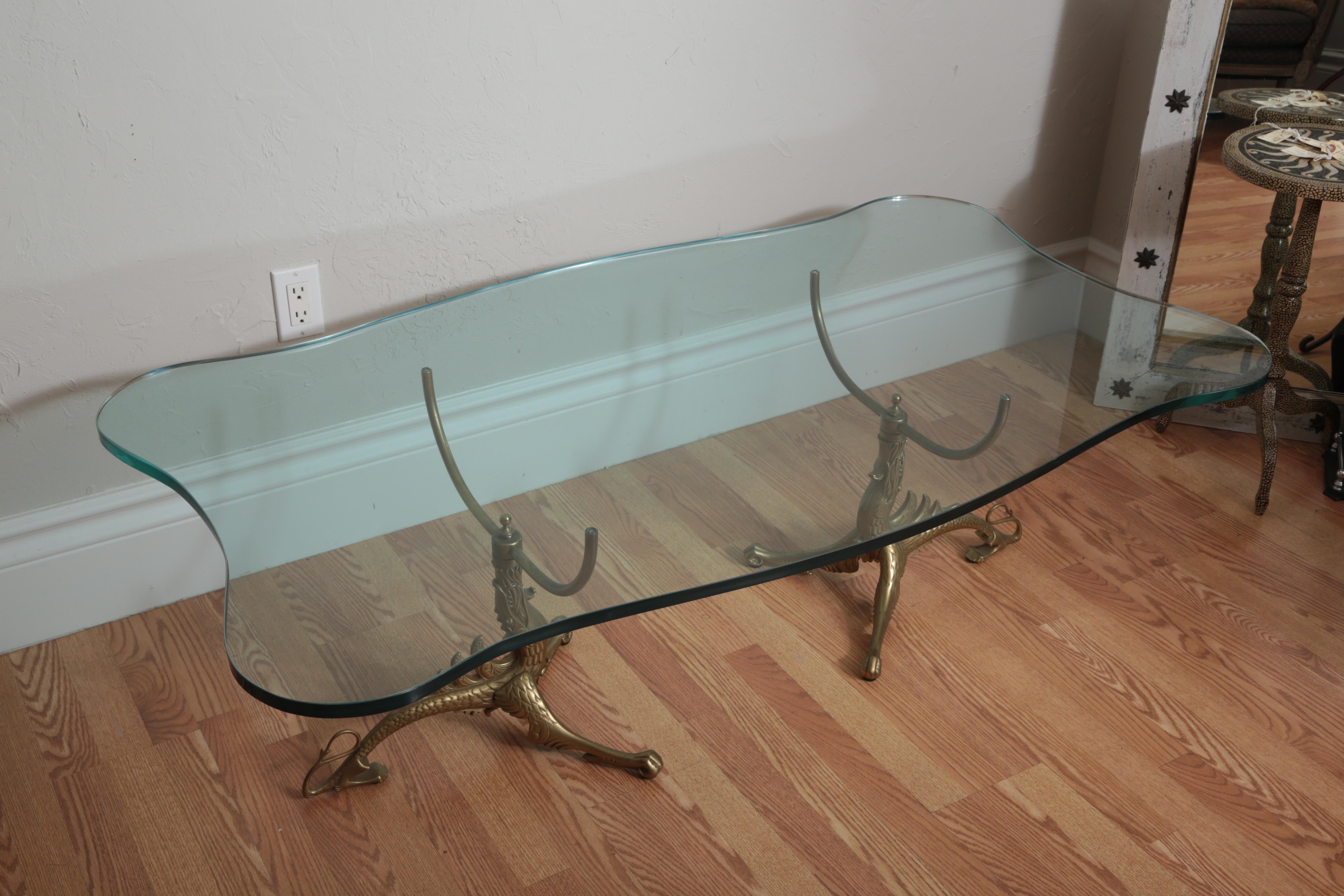 Brass and Glass Dragon Coffee Table at 1stDibs