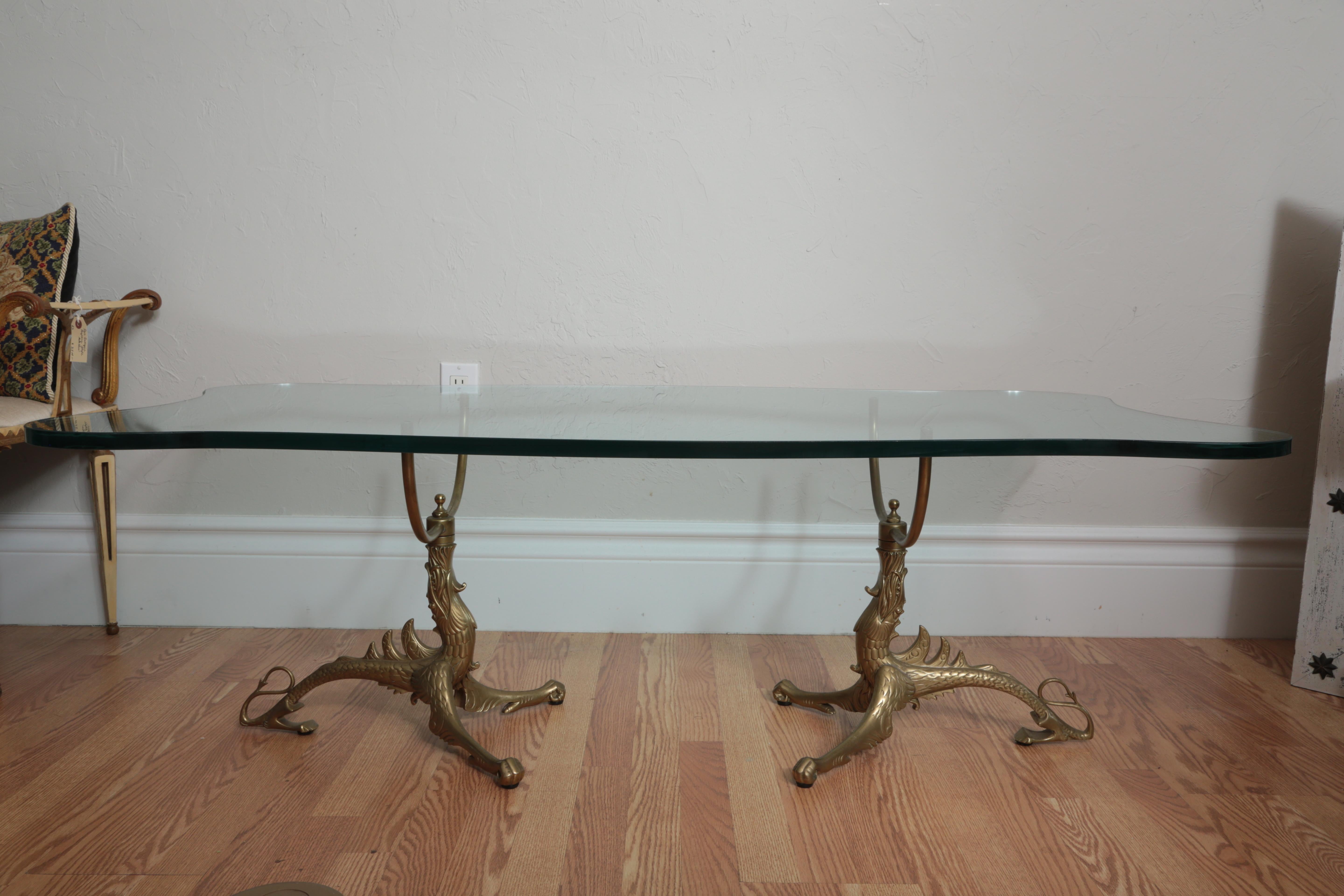 Brass and Glass Dragon Coffee Table at 1stDibs