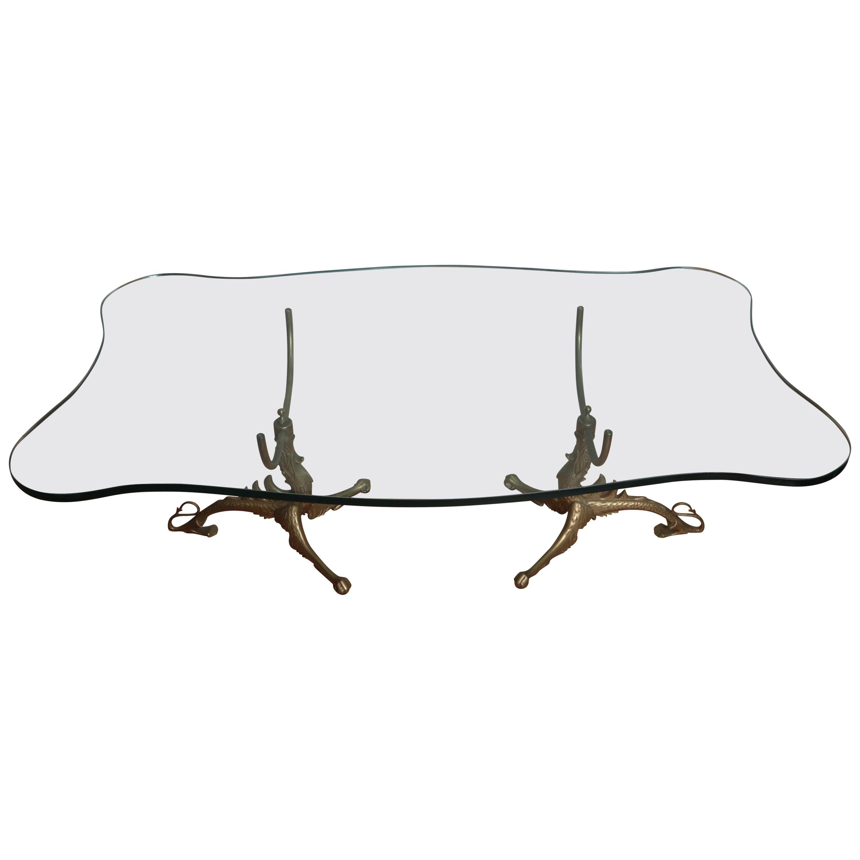 Brass and Glass Dragon Coffee Table at 1stDibs