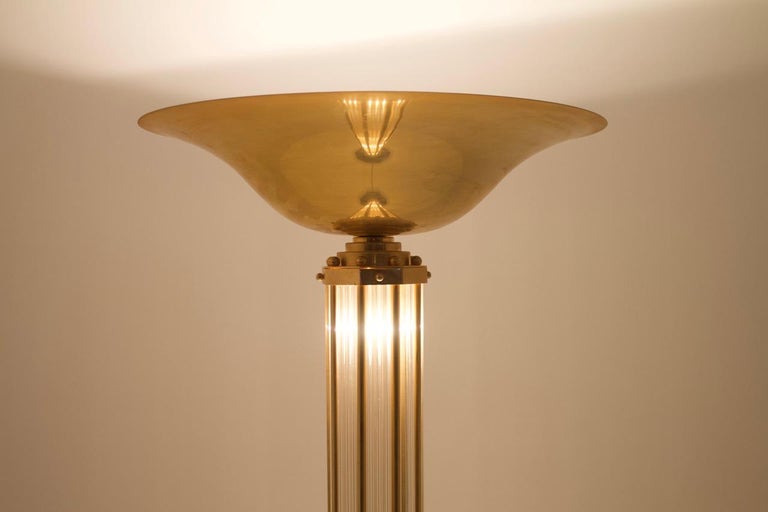 Brass and Glass Halogen Floor Lamp, Torchiere, France, 1980s For Sale ...