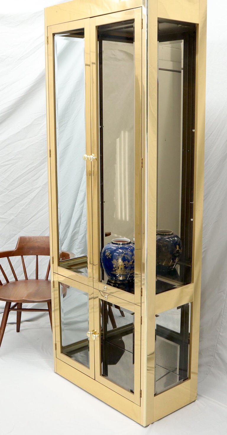 Brass and Glass Tall Mastercraft Cabinet For Sale at 1stDibs