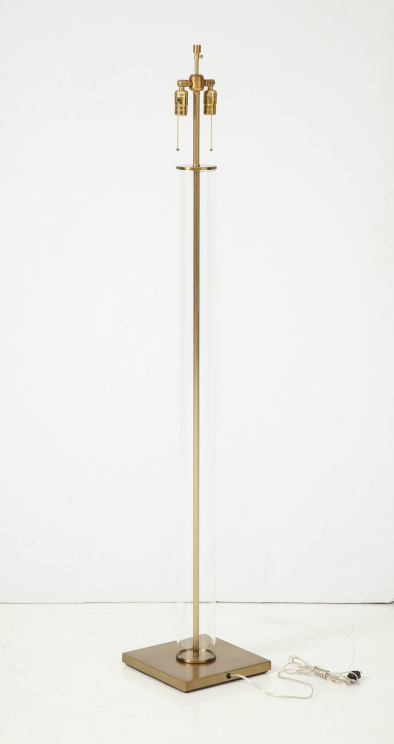 Brass, Glass Tube Floor Lamp For Sale at 1stDibs | brass lamp tube