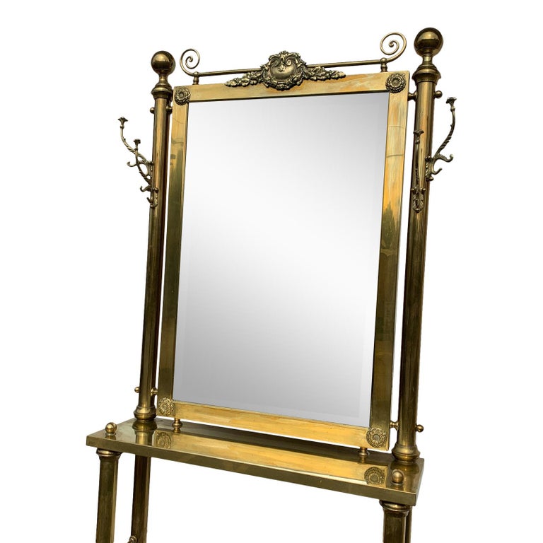 Brass Hall Tree Console Table / Mirror at 1stDibs