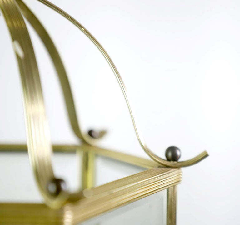 Brass Hexagon Lantern Pendant 3 Light Beveled Glass Cleaned and ...