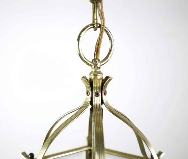 Brass Hexagon Lantern Pendant 3 Light Beveled Glass Cleaned and ...