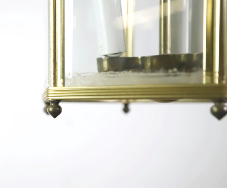Brass Hexagon Lantern Pendant 3 Light Beveled Glass Cleaned and ...