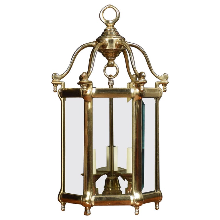 Brass Hexagonal Hall Lantern at 1stDibs