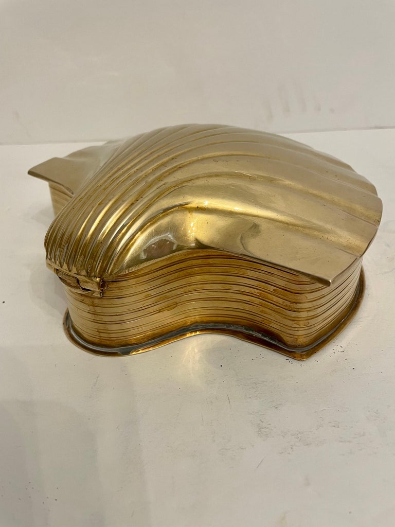 Brass Hinged Seashell Box For Sale at 1stDibs