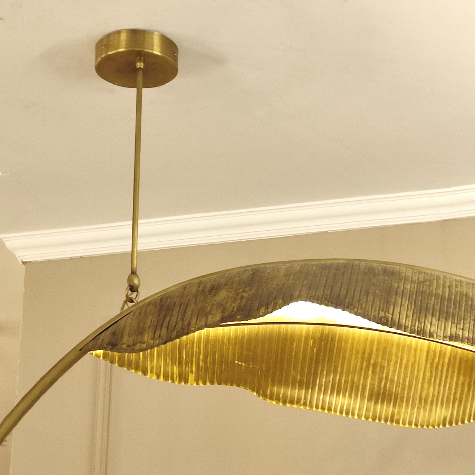 Brass Huge Hand-made Brass Leaf Ceiling Light For Sale at 1stDibs ...