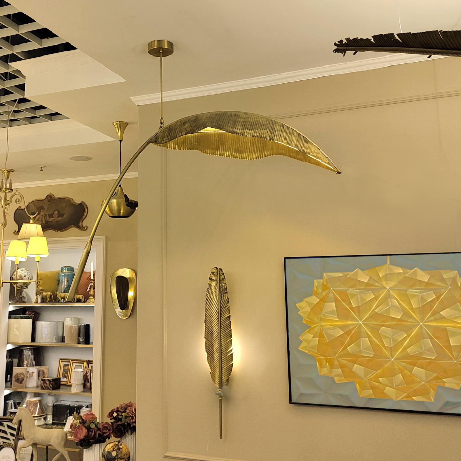 Brass Huge Hand-made Brass Leaf Ceiling Light For Sale at 1stDibs ...