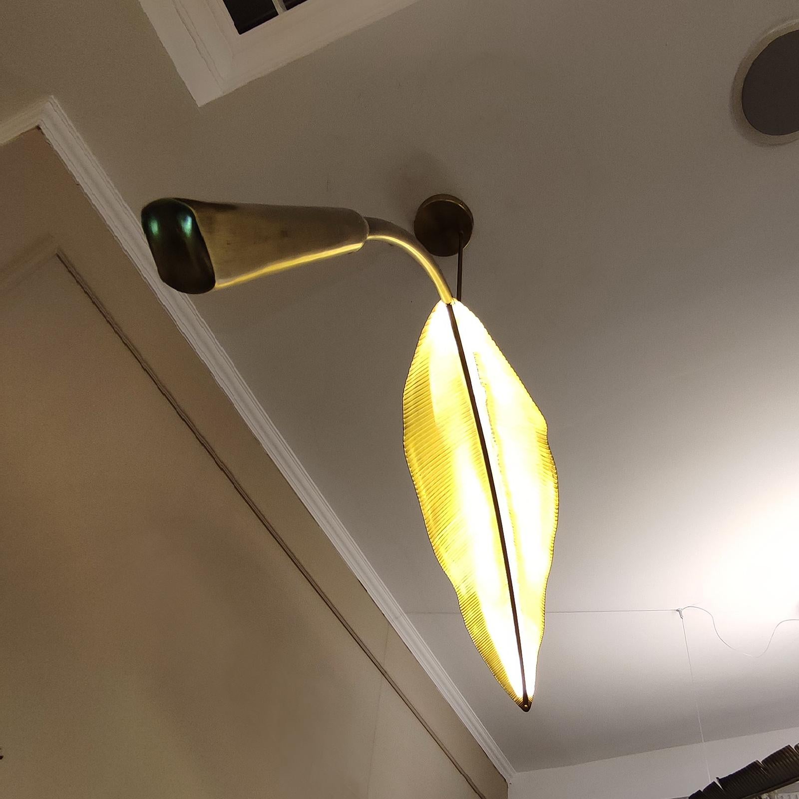 Brass Huge Hand-made Brass Leaf Ceiling Light For Sale at 1stDibs ...