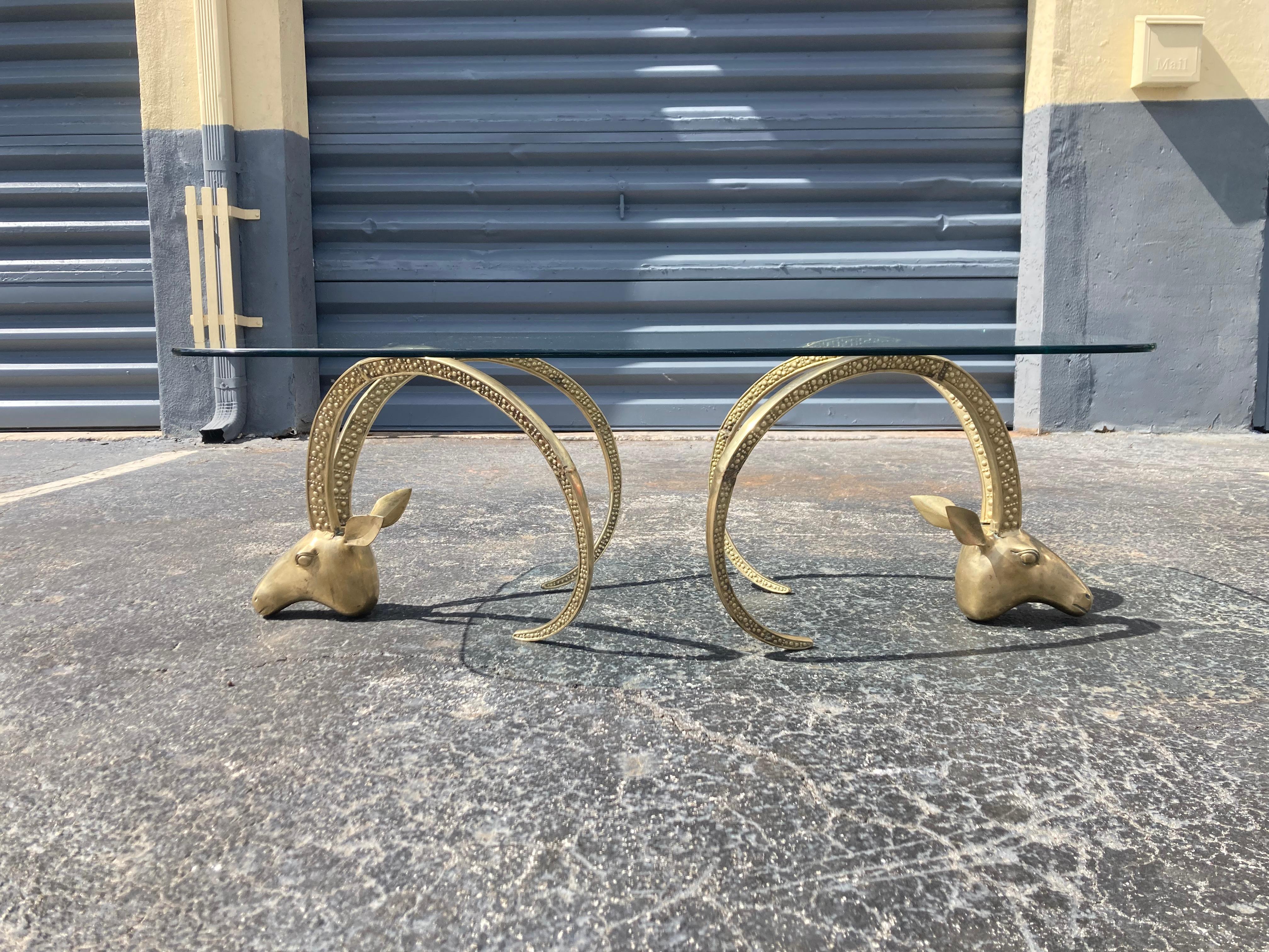 Brass Ibex Ram Head Glass Coffee Table For Sale at 1stDibs | brass ram ...