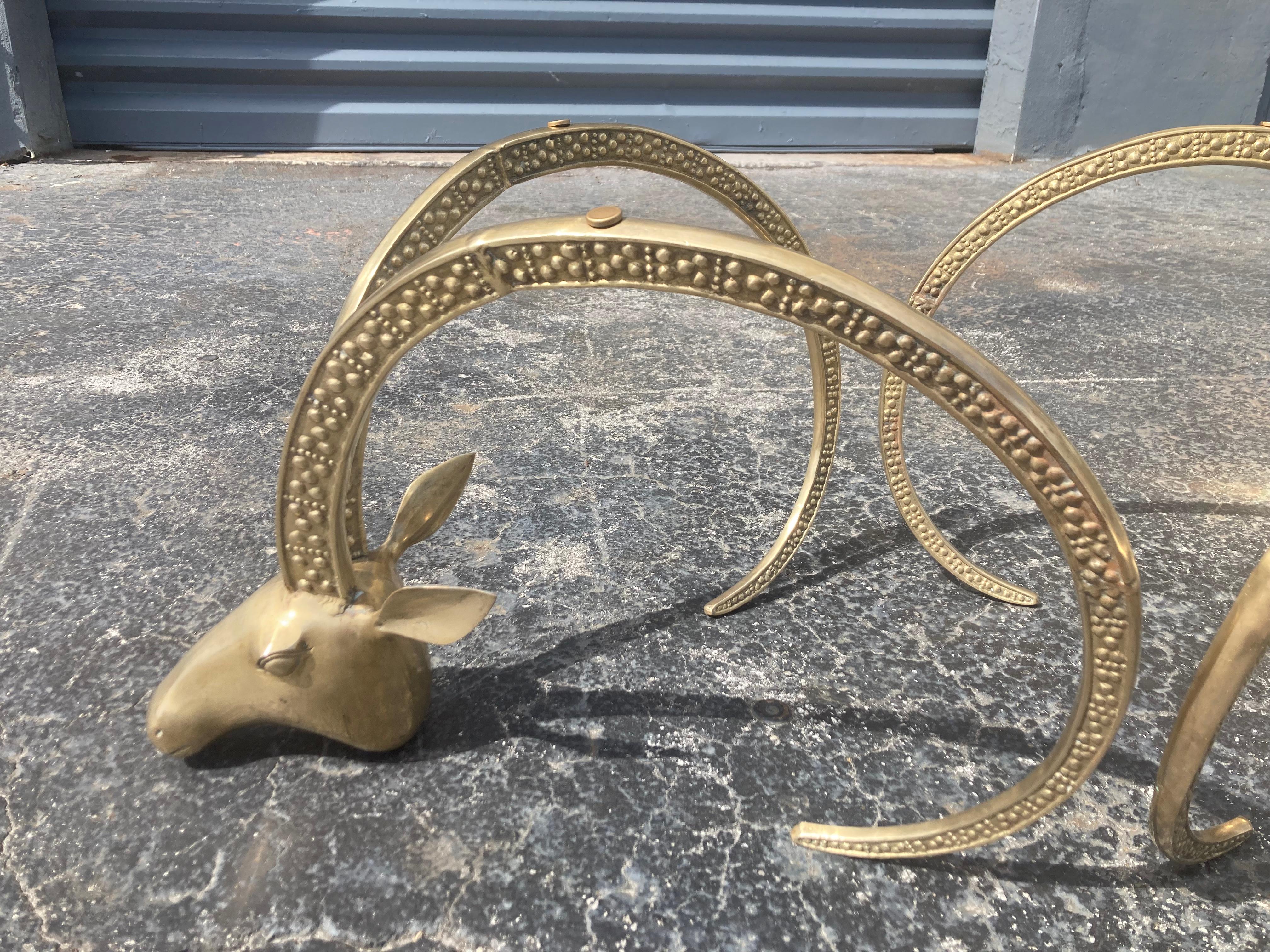 Brass Ibex Ram Head Glass Coffee Table For Sale at 1stDibs | brass ram ...