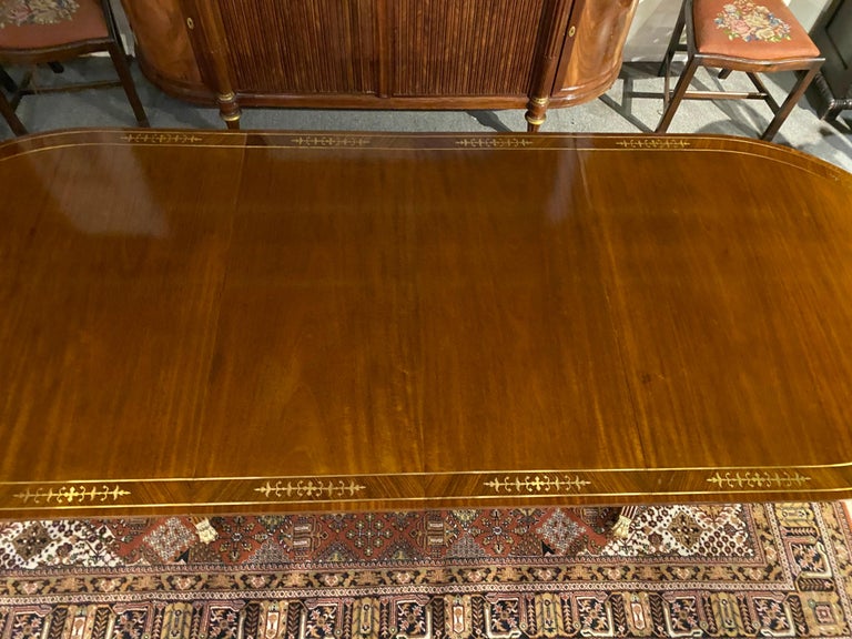 Brass Inlaid Double Pedestal Dining Table at 1stDibs