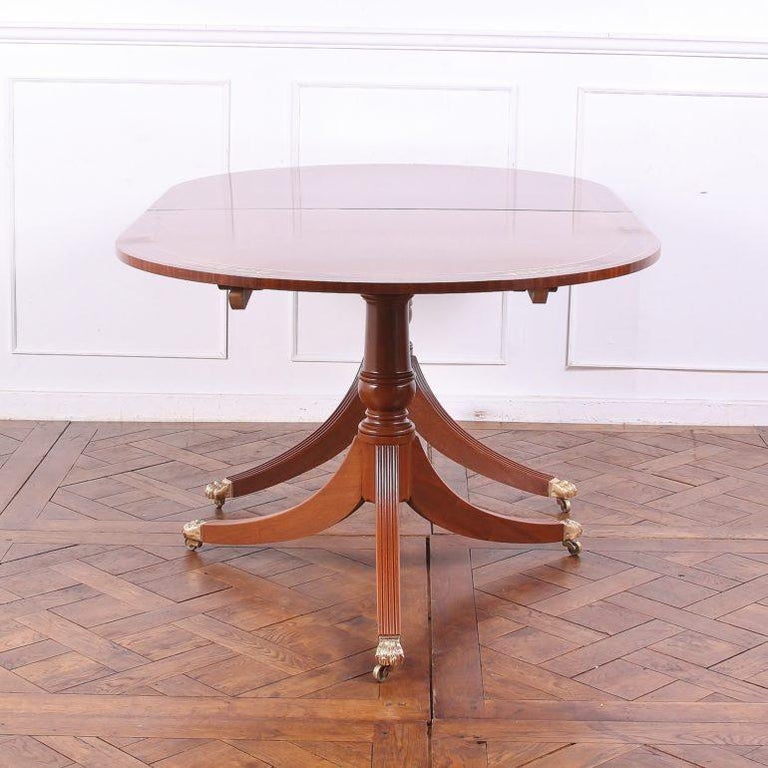 Brass Inlaid Double Pedestal Dining Table at 1stDibs