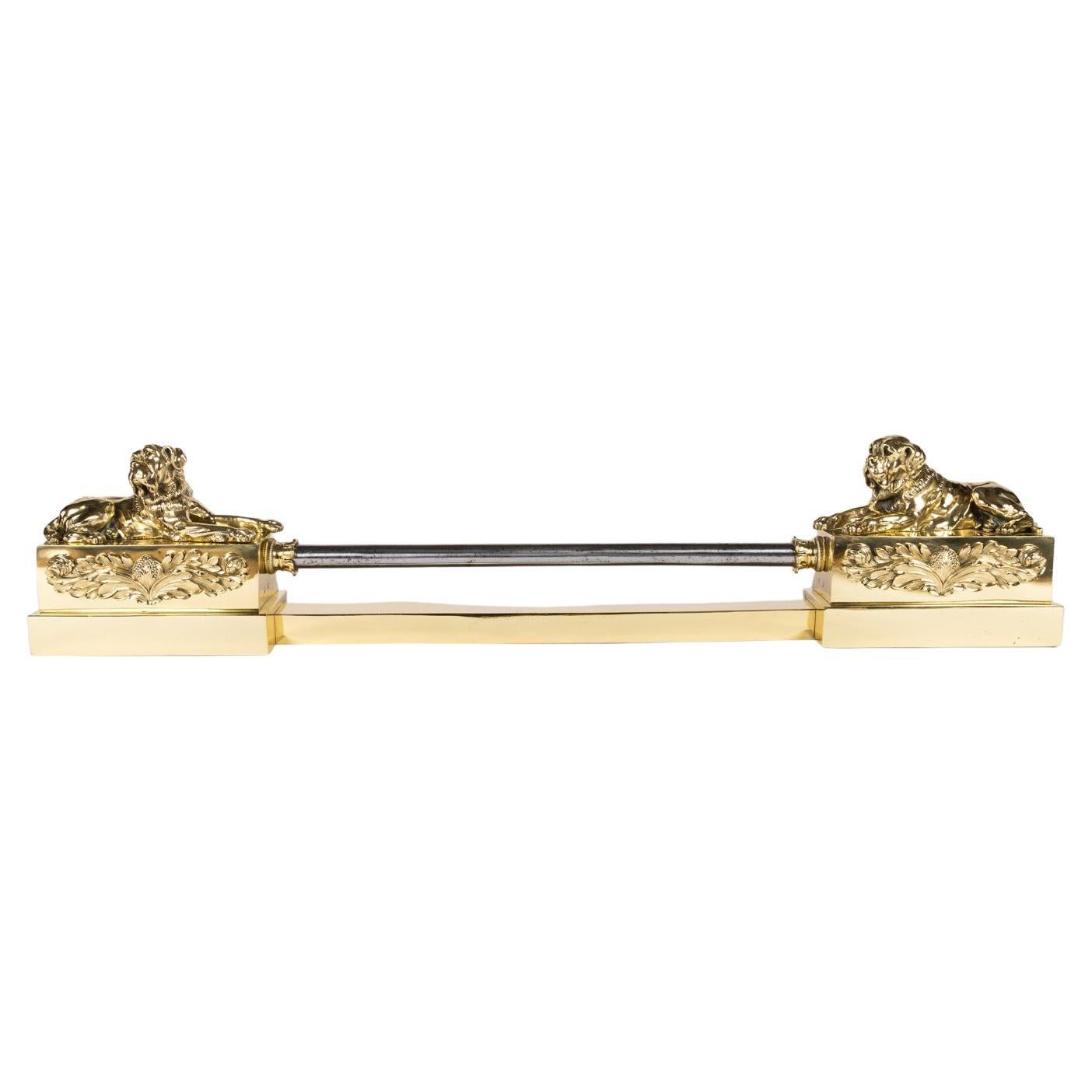 19th Century French Napoleon III Iron and Brass Fireplace Fender with ...