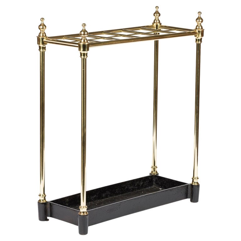 Brass and Iron Umbrella and Walking Stick Hall Stand For Sale at 1stDibs