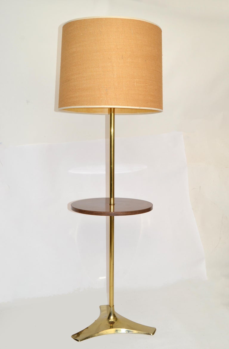 Brass Laurel Lamp Company Round Side Table Floor Lamp Mid-Century ...