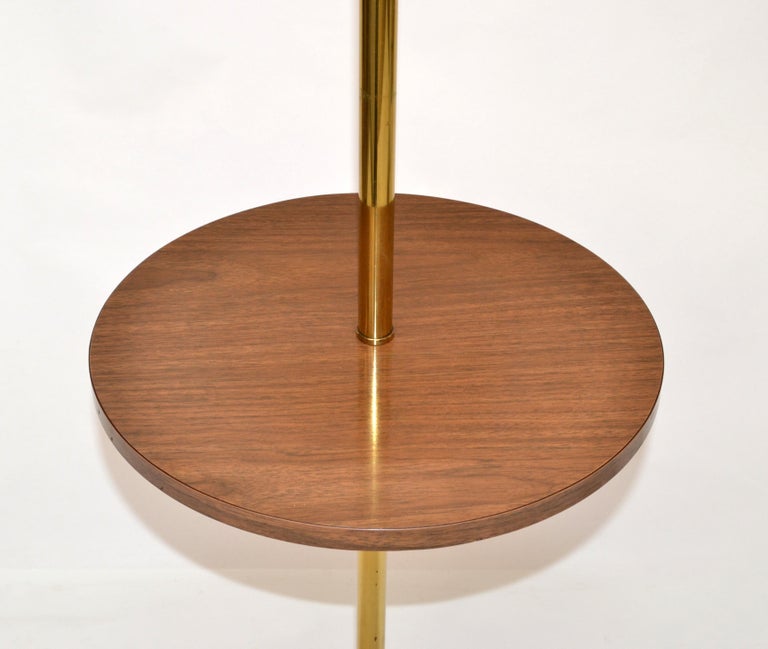 Brass Laurel Lamp Company Round Side Table Floor Lamp Mid-Century ...