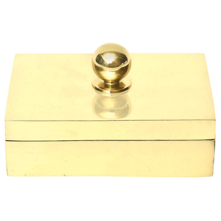 Brass Lidded Box with Ball Vintage at 1stDibs