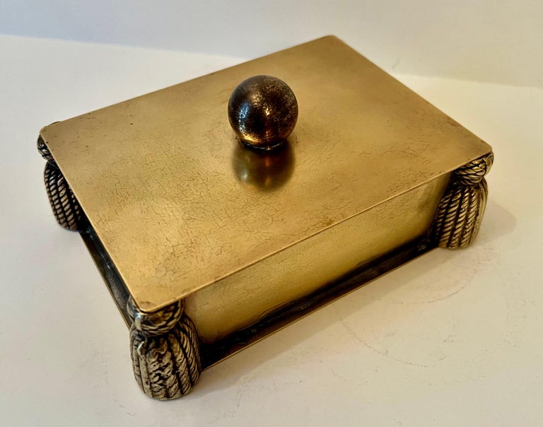 Brass Lidded Stash or 420 Box with Sphere Handle and Tassel Corner ...