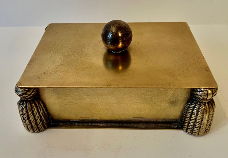 Brass Lidded Stash or 420 Box with Sphere Handle and Tassel Corner ...