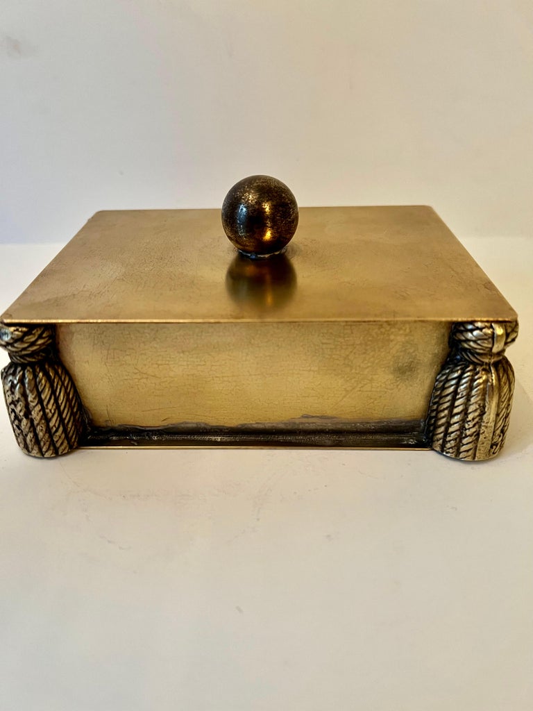 Brass Lidded Stash or 420 Box with Sphere Handle and Tassel Corner ...