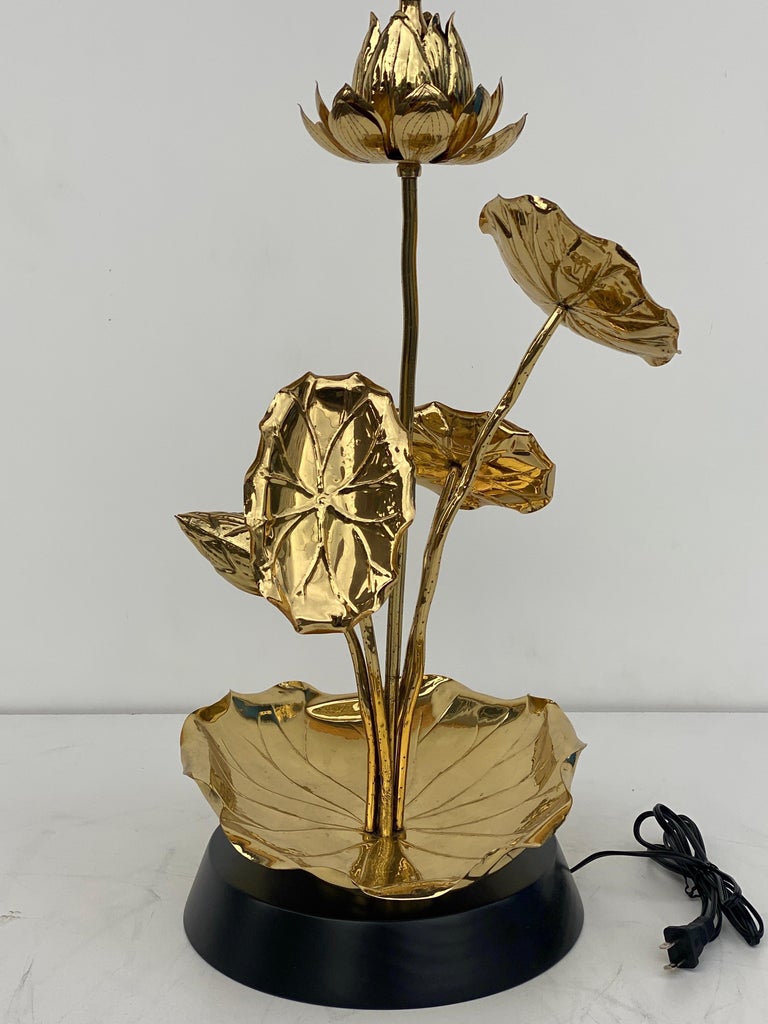 Brass Lotus Lamp by Feldman For Sale at 1stDibs