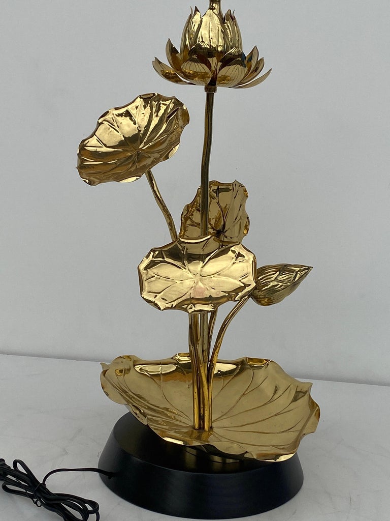 Brass Lotus Lamp by Feldman For Sale at 1stDibs