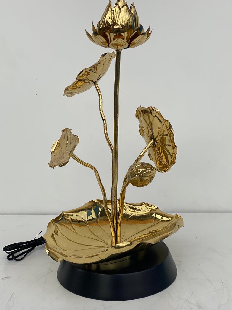 Brass Lotus Lamp by Feldman For Sale at 1stDibs