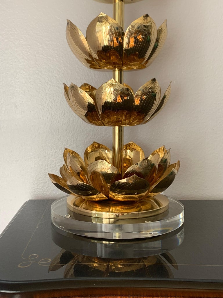 Brass Lotus Lamp For Sale at 1stDibs