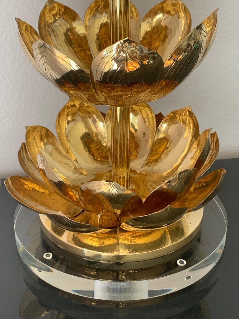 Brass Lotus Lamp For Sale at 1stDibs