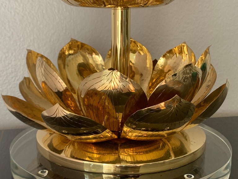 Brass Lotus Lamp For Sale at 1stDibs