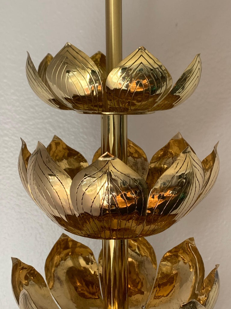 Brass Lotus Lamp For Sale at 1stDibs