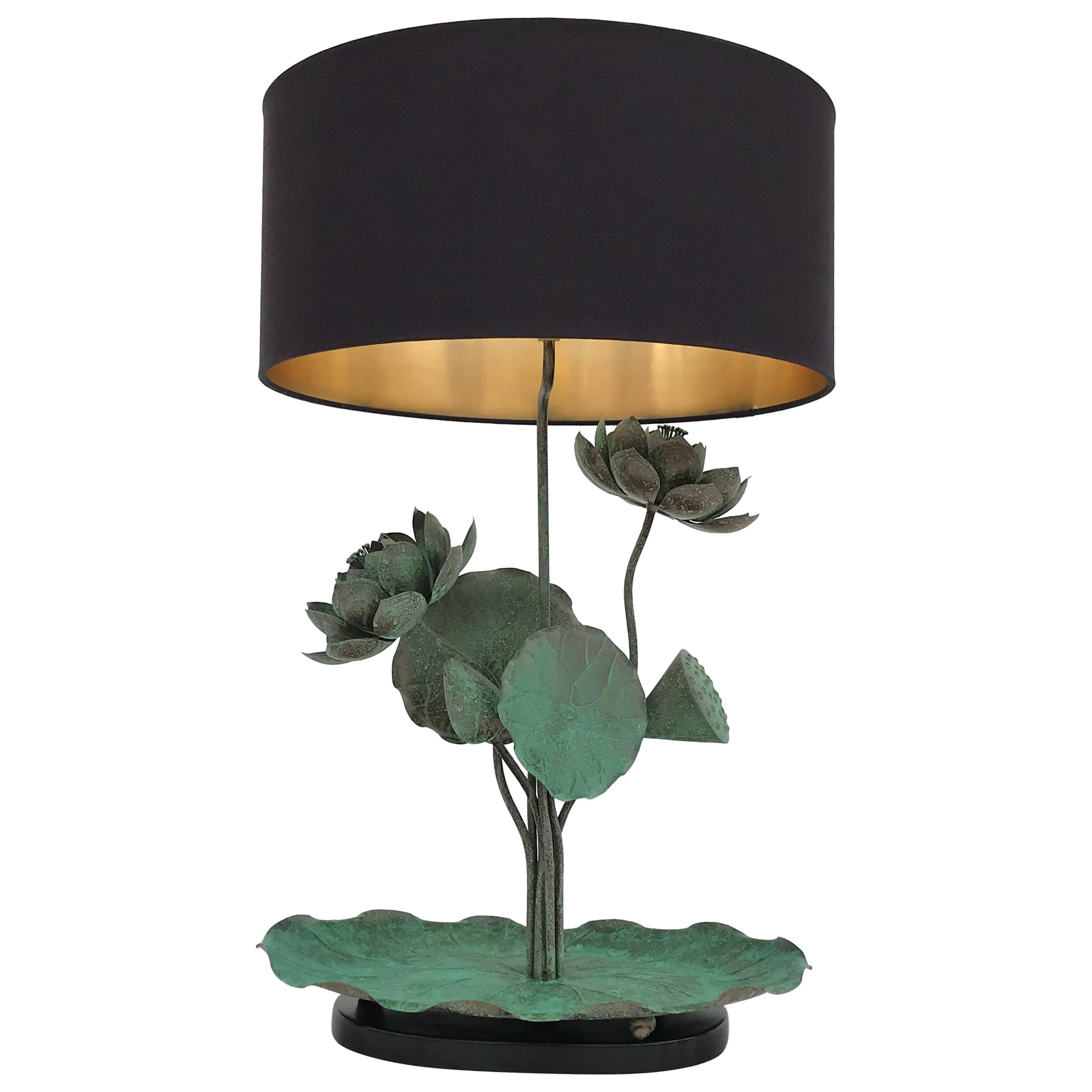 Pair of Stunning Brass Lotus Table Lamps at 1stdibs