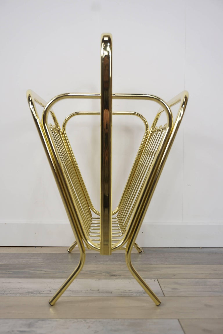 Brass Magazine Rack Hollywood Regency Style For Sale at 1stDibs