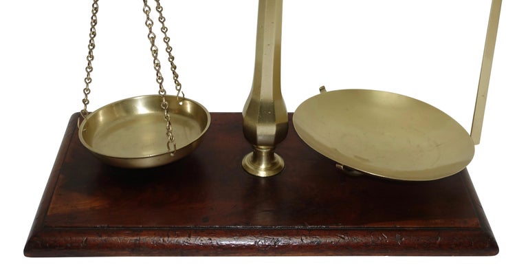 Brass Merchants Scale on Mahogany Base with Weights, English, 19th ...