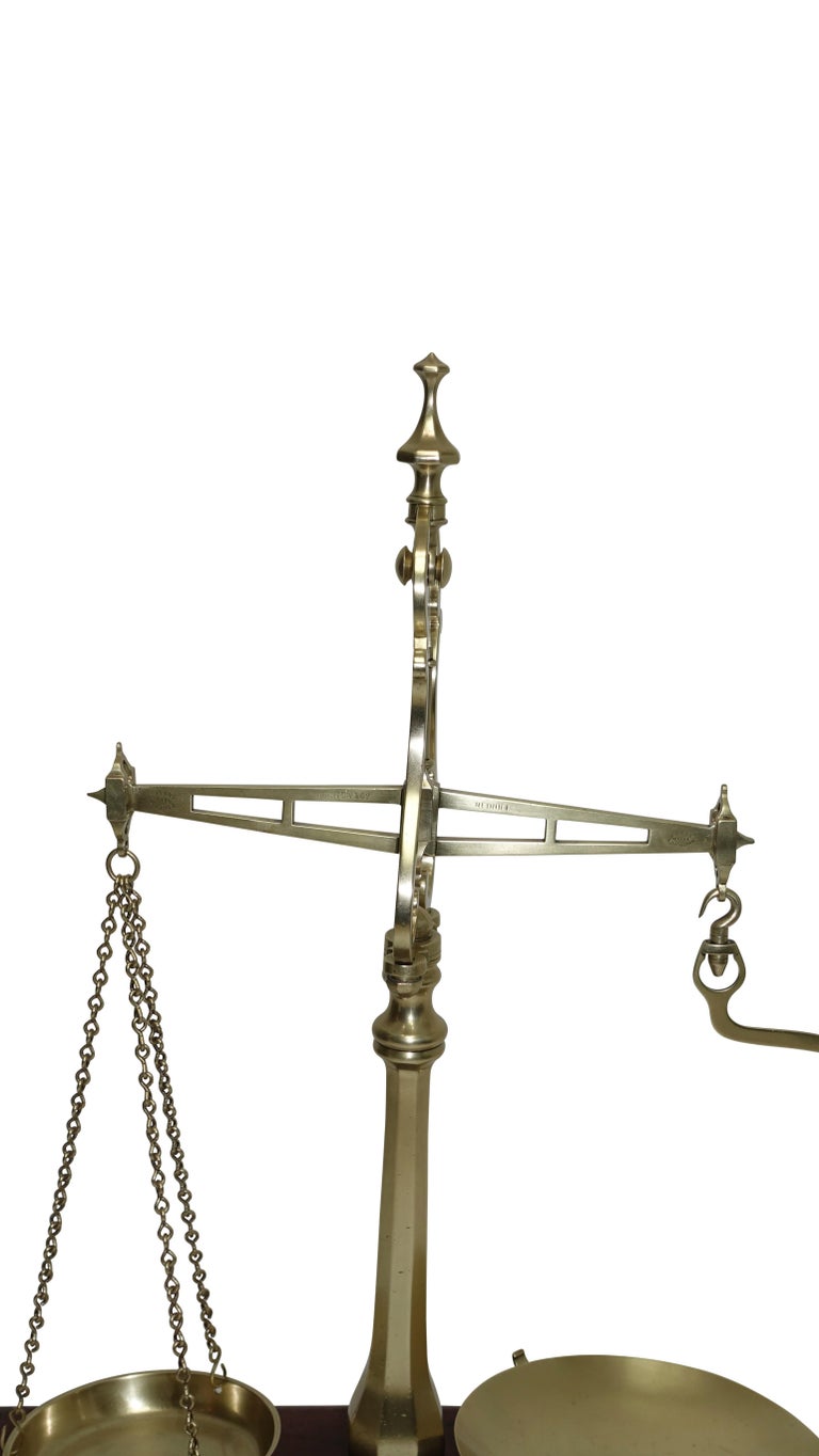 Brass Merchants Scale on Mahogany Base with Weights, English, 19th ...