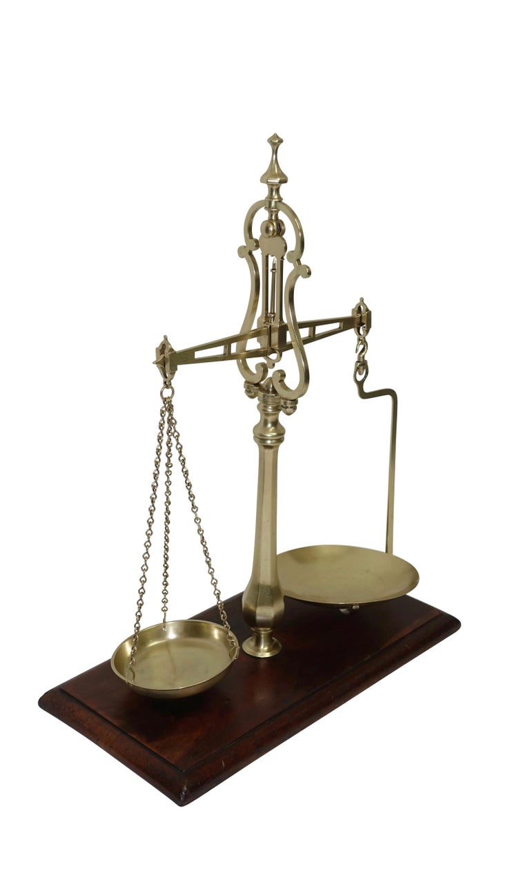 Brass Merchants Scale on Mahogany Base with Weights, English, 19th ...
