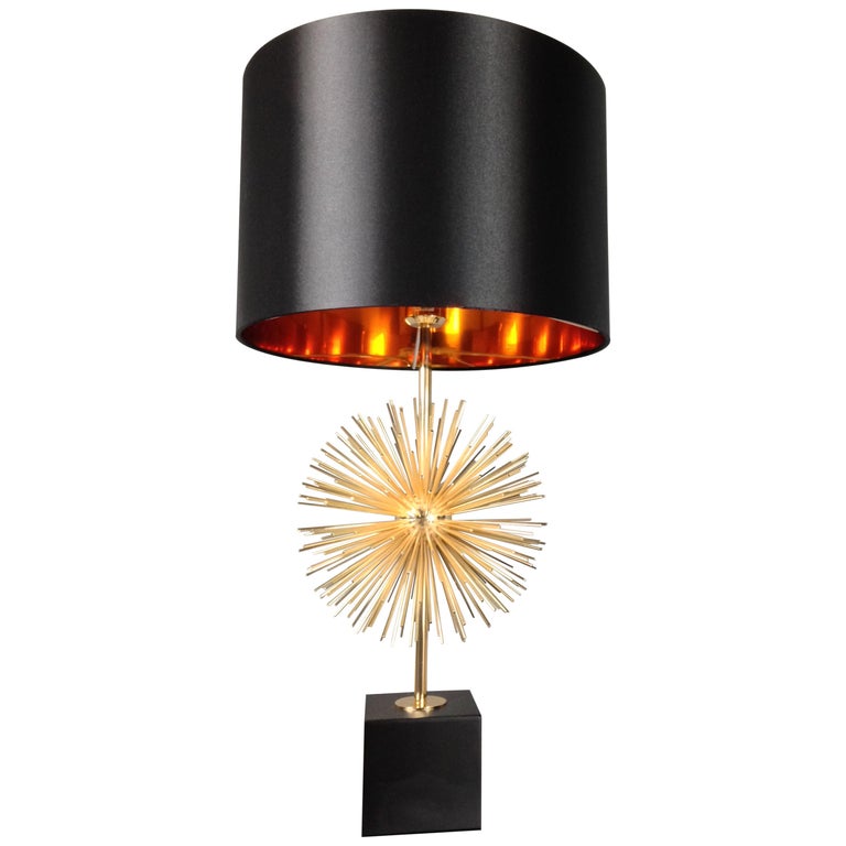 Brass Metal and Black Shade Table Lamp For Sale at 1stDibs | brass ...