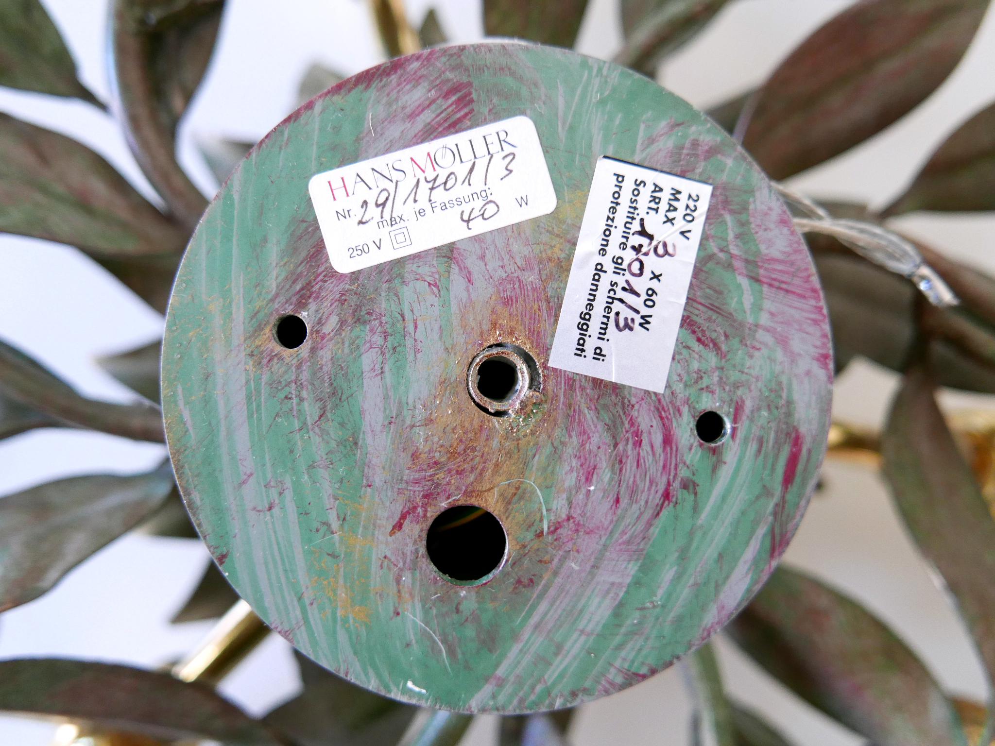 Brass and Metal Florentiner Flush Mount or Sconce by Hans Möller ...