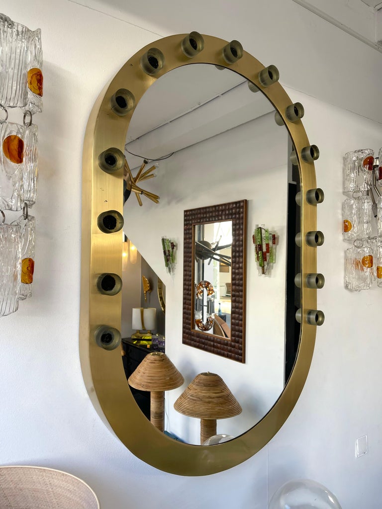 Brass Mirror Glass Cabochon Decor, Italy, 1990s For Sale at 1stDibs