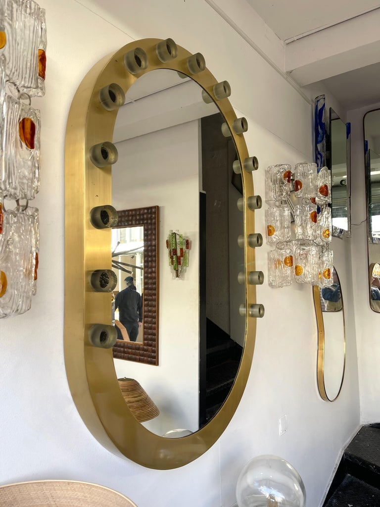 Brass Mirror Glass Cabochon Decor, Italy, 1990s For Sale at 1stDibs