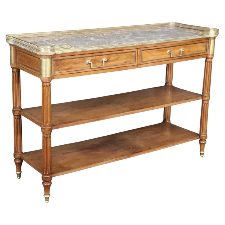 Table console style Directoire Louis XVI avec plateau en marbre et ...