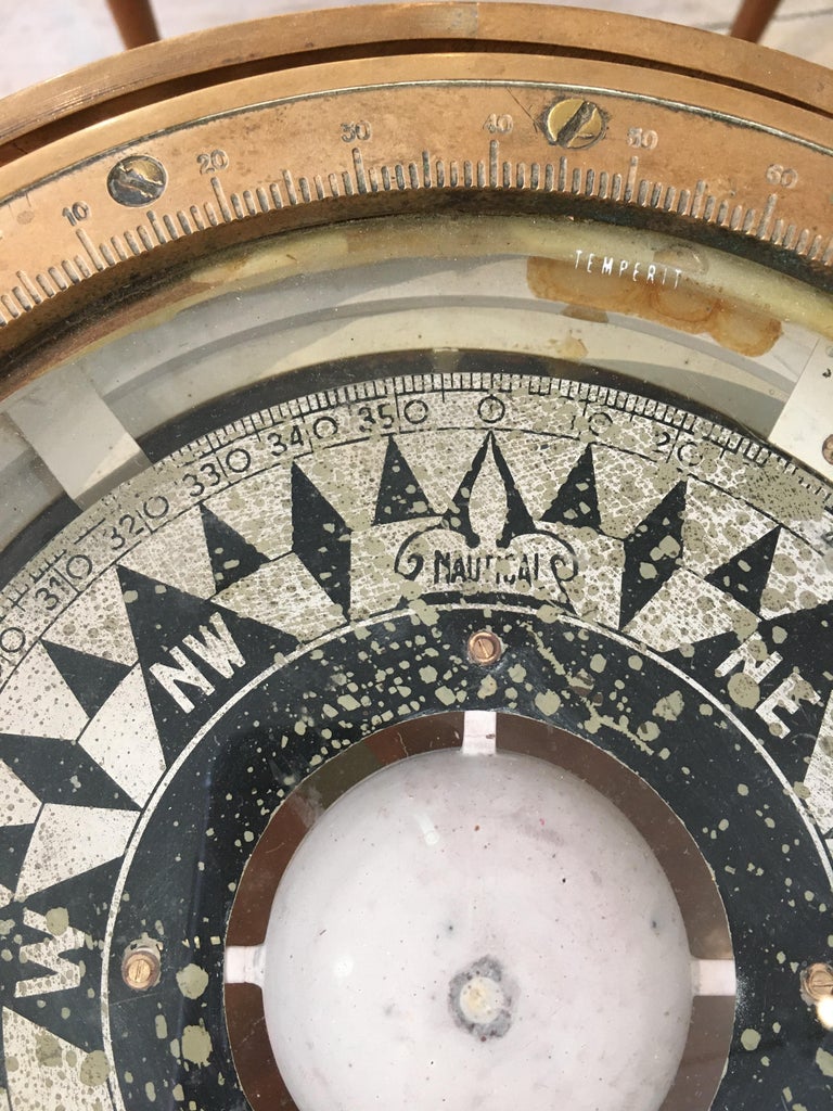 Brass Nautical Lifeboat Compass On Gimbaled Stand English 1940s At 1stdibs