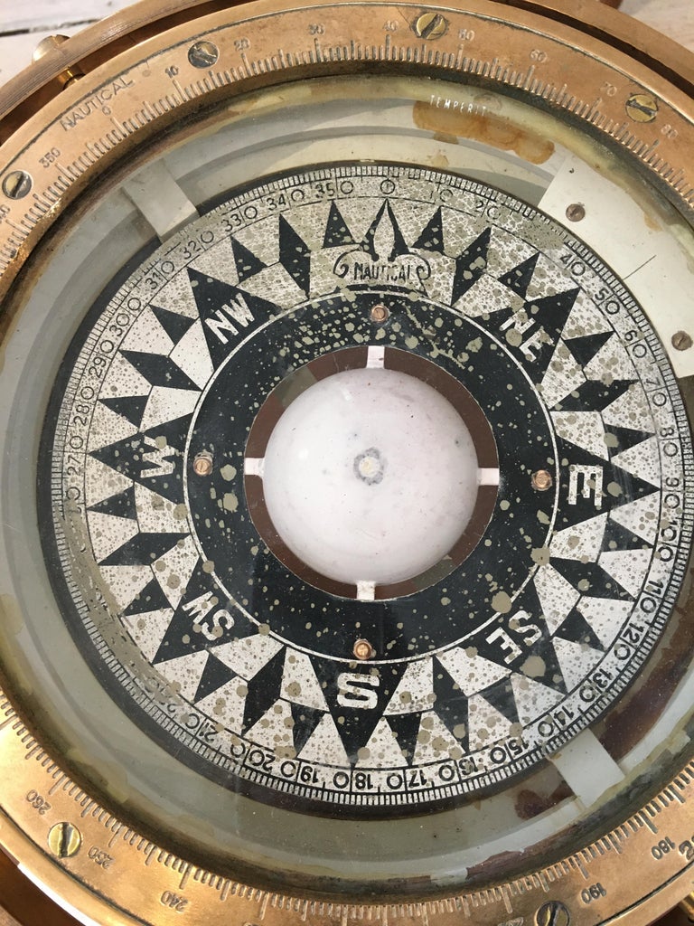 Brass Nautical Lifeboat Compass On Gimbaled Stand English 1940s At 1stdibs