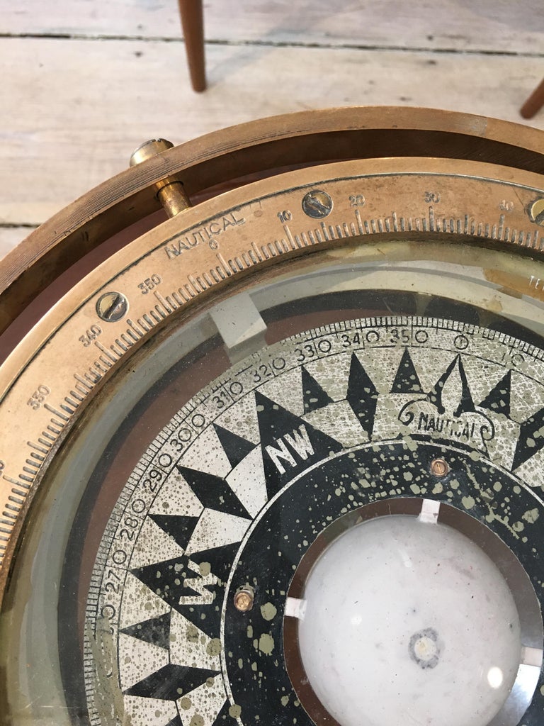 Brass Nautical Lifeboat Compass On Gimbaled Stand English 1940s At 1stdibs