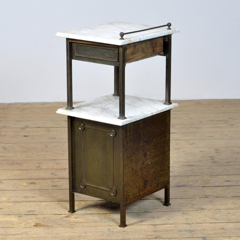 Brass Nightstand with Marble Top, 1910's For Sale at 1stDibs